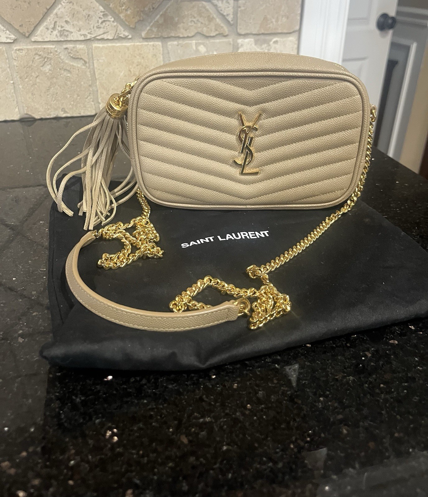 Saint Laurent Mini Lou YSL Tan Camera Bag - Gem