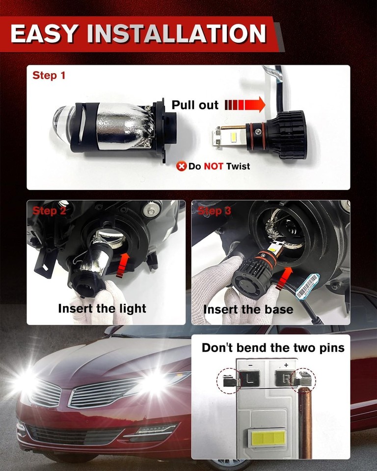 LHD H4 9003 Mini Bi-LED Projector Lens Bulb High Low Headlight Fog LAMP ...