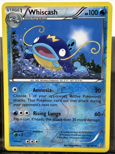 Pokemon Whiscash 40/160 - XY Primal Clash - Reverse Holo Uncommon Card ...