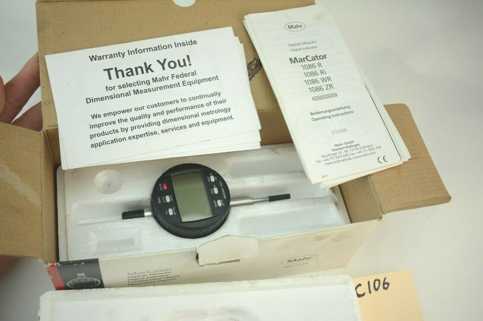 Mahr 4337650 MarCator 1086ZR Digital Electronic Indicator .5" (12.5mm ...