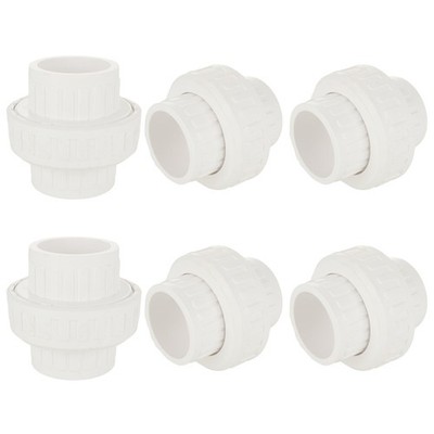 6PCS PVC Union 1-1/2 Inch PVC Union Coupling Pipe Fitting Adapter PVC ...