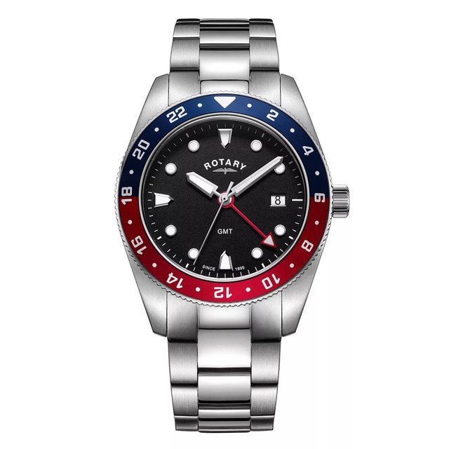 Rotary GMT Pepsi Ceramic Bezel 50m Quartz Stainless Steel Bracelet ...