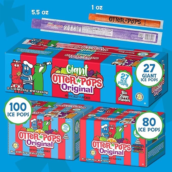 Otter Pops, Giant Original 5.5oz, 27 Ice Pops, Six Zippy Flavors | eBay