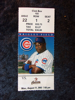 August 11, 2003 Cubs vs Astros Ticket Stub Kerry Wood 1000th Strikeout ...
