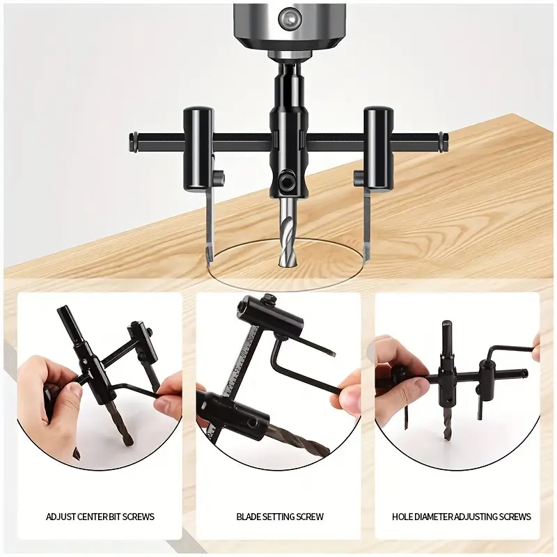 Adjustable Hole Saw Circle Cutter for Wood Hole Cutter Drill Bit Tool ...