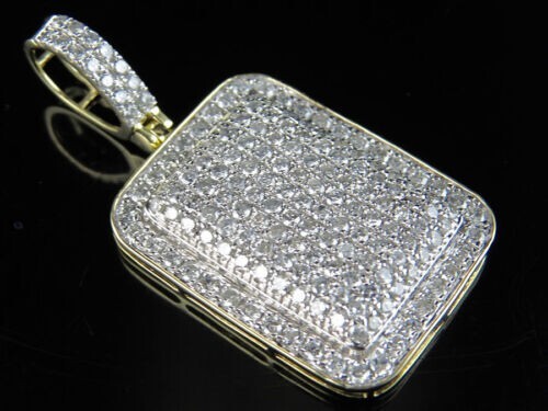 2.11ct D/VVS Lab Created Diamond Cluster Dog Tag Charm Men's Pendant ...