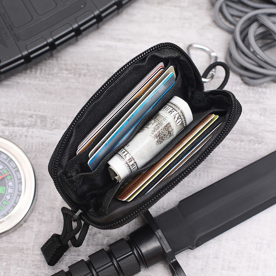 Tactical Molle Pouch Key EDC Wallet Coin ID Card Bag Hiking Money Waist ...