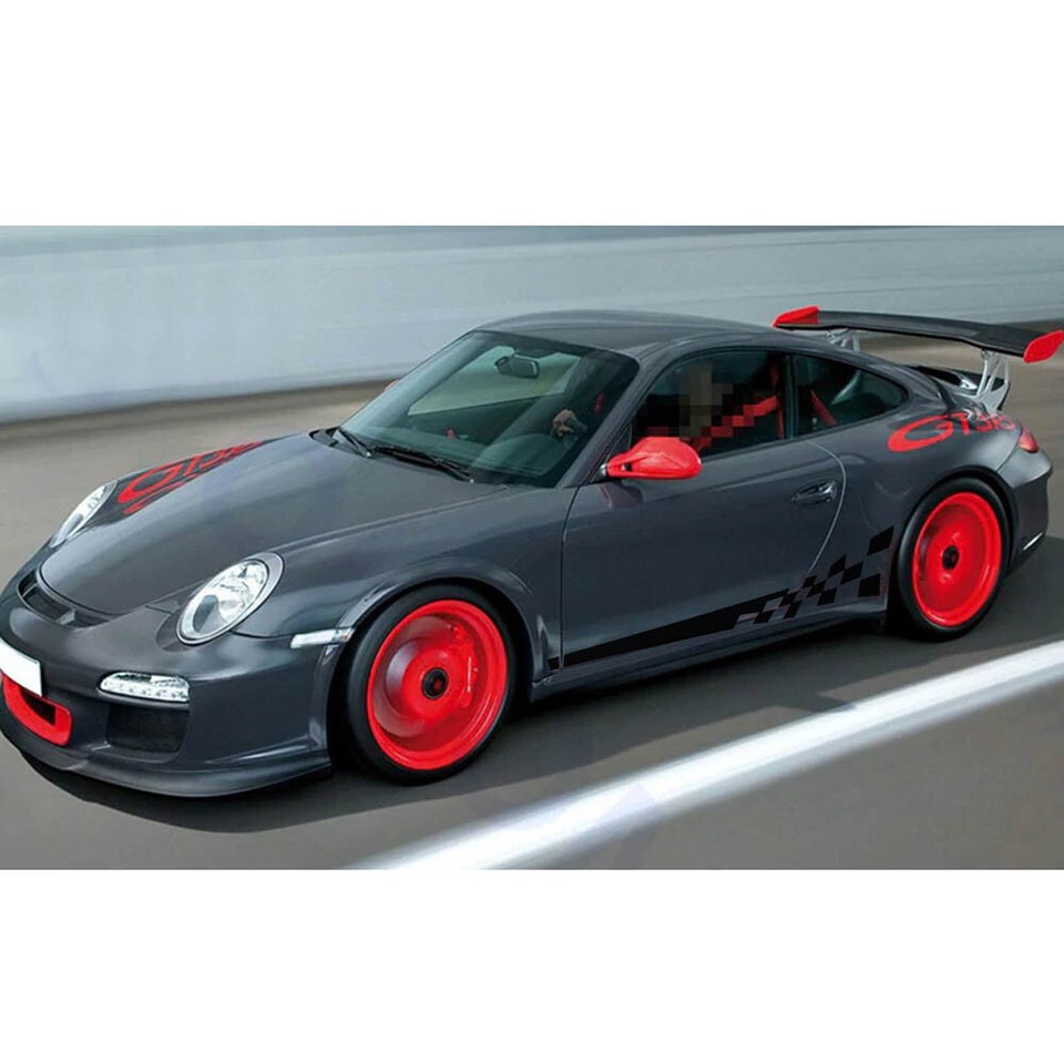 Black Racing Flag Checker Side Skirt Stripe Vinyl Decal Stickers For ...