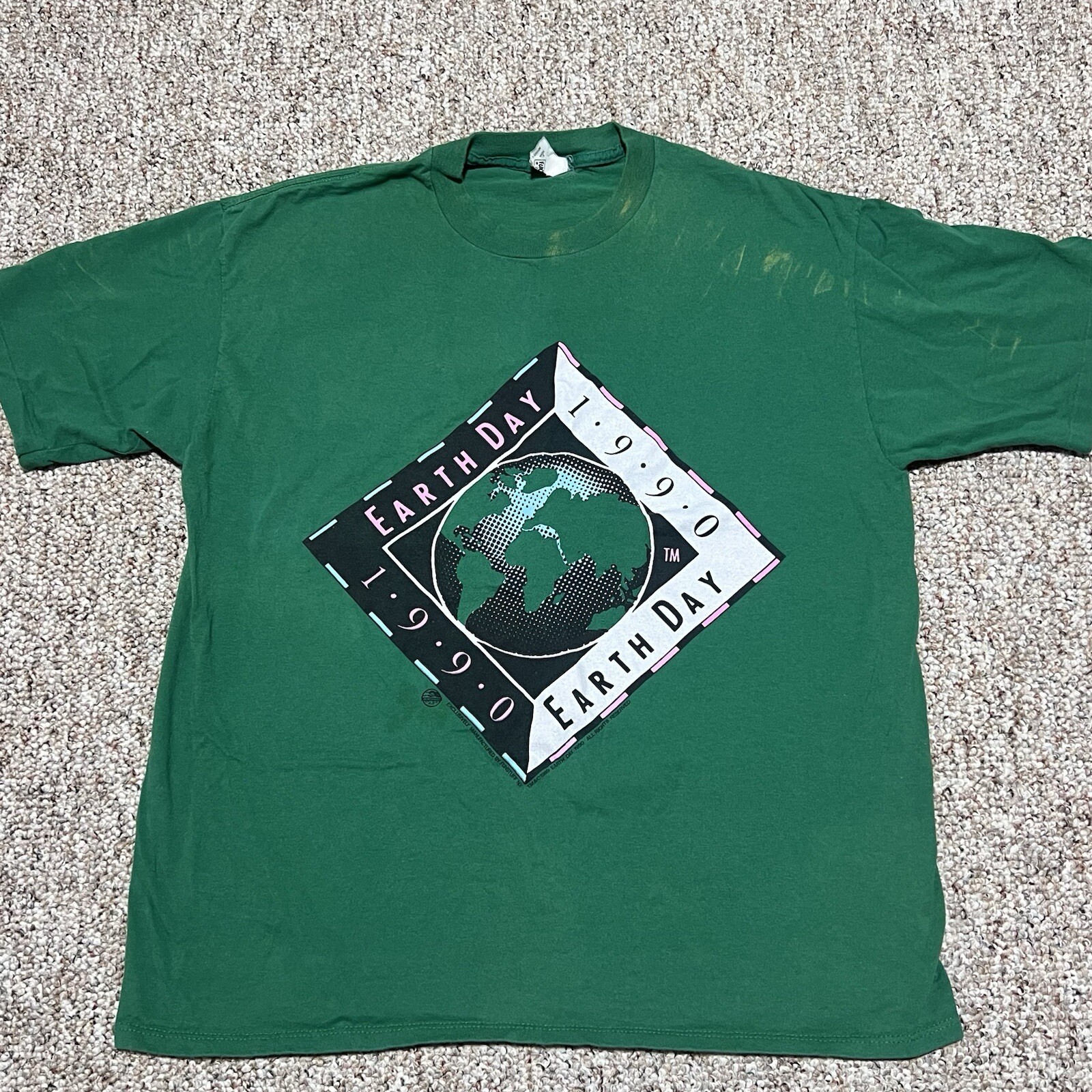 Vintage Earth Day T Shirt XL Fits L 1990 Green World … - Gem