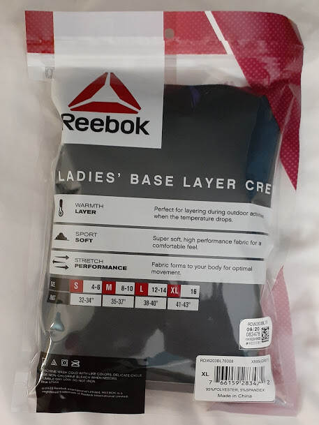 Reebok Ladies Base Layer Crew Size Large (14) | Warmth Layer Stretch ...