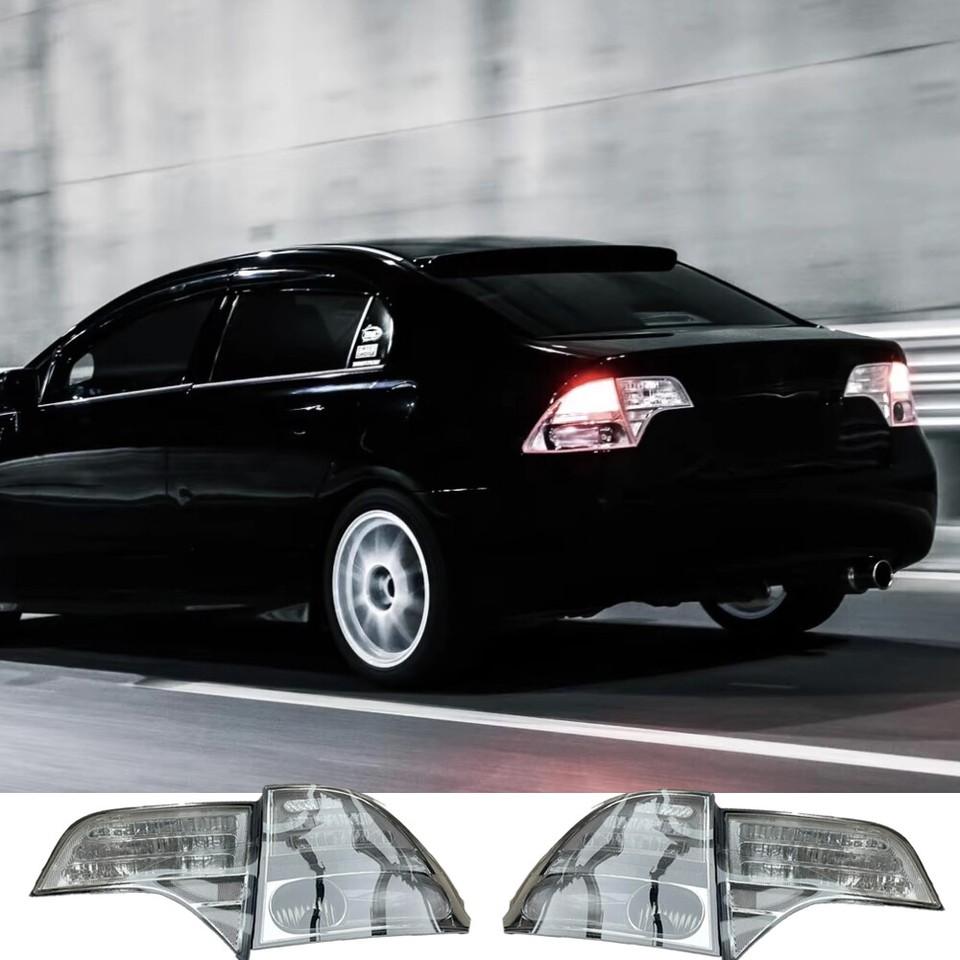 Pair Crystal Clear Brake Lamps Tail Lights Cover For 06-11 Honda Civic ...