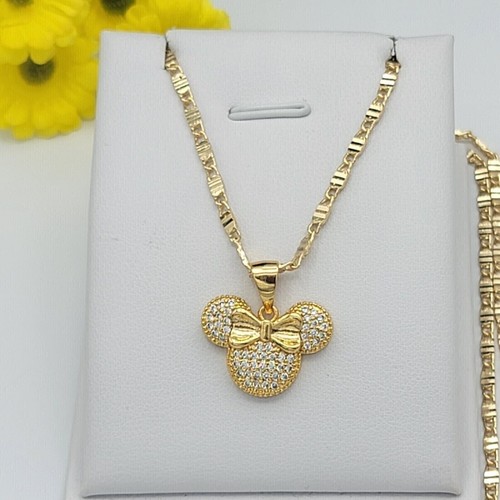 1.50Ct Round Cut Simulated Diamond Minnie Mouse Pendant 14K Yellow Gold ...