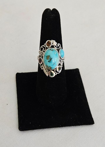 Sterling Silver 925 DJoy Ring Turquoise Color Stones Multicolored ...
