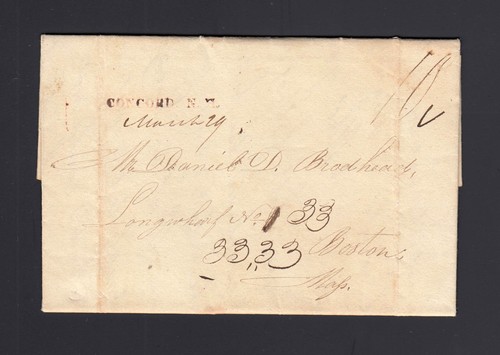 NEW HAMPSHIRE: Concord, NH - 1820 Stampless Letter - FANCY STRAIGHT ...