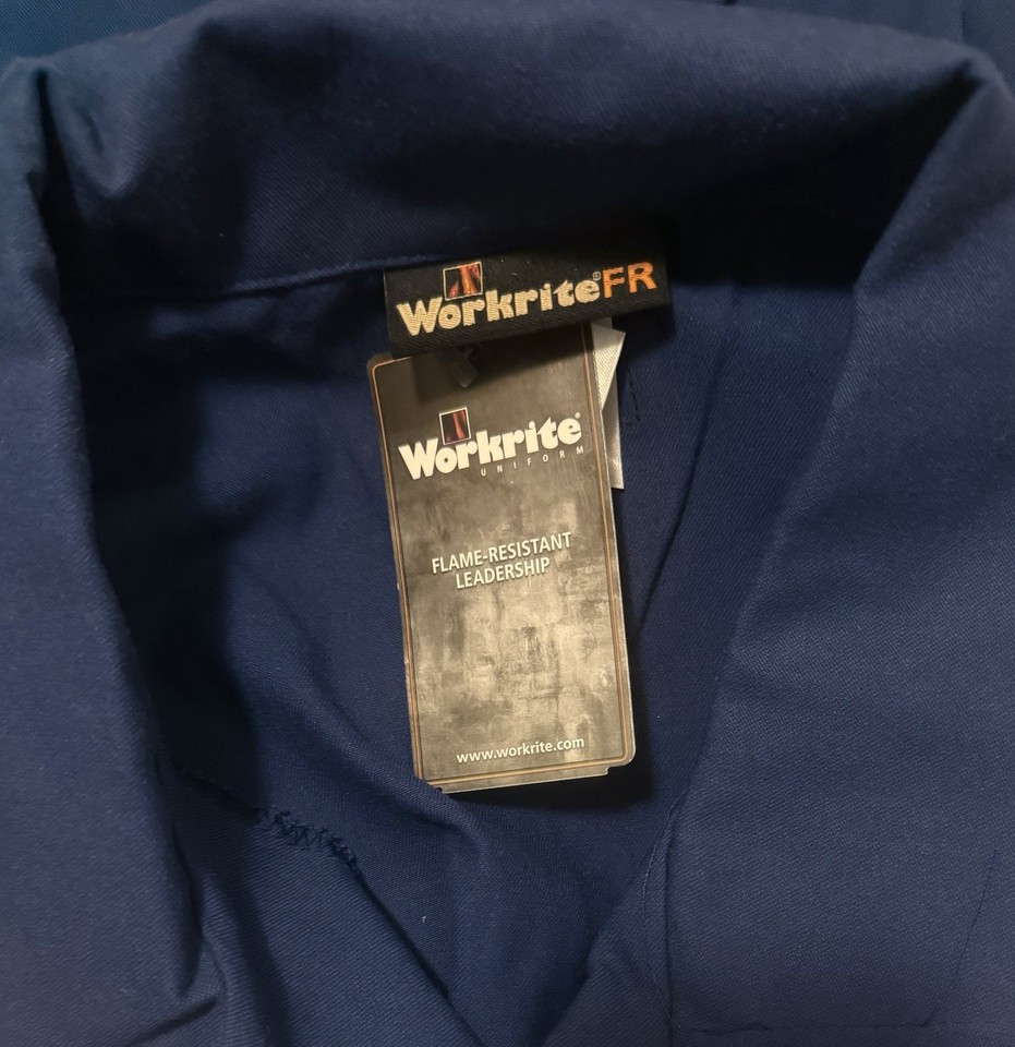 Workrite Coveralls Men's L-XL Blue Flame Resistant Uniform Workwear ...