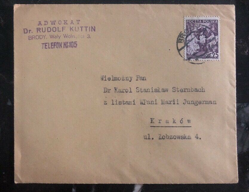 1939 Brody Poland Postal Stationary Postcard Cover To Krakow Letter ...