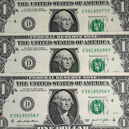 1950 Birth Year Note Set 1 Dollar Bill US Fancy Serial Number Lot of 3 ...