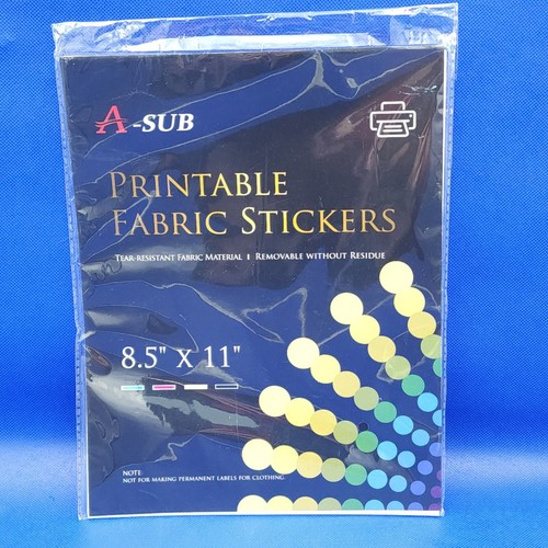 A-SUB Printable Fabric Sticker Paper Inkjet Printer 8.5x11" 10pcs Tear ...