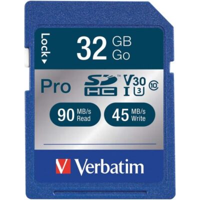 Verbatim 98047 Pro 600x 32-GB SDHC Memory Card, UHS-I V30 Class 10 ...