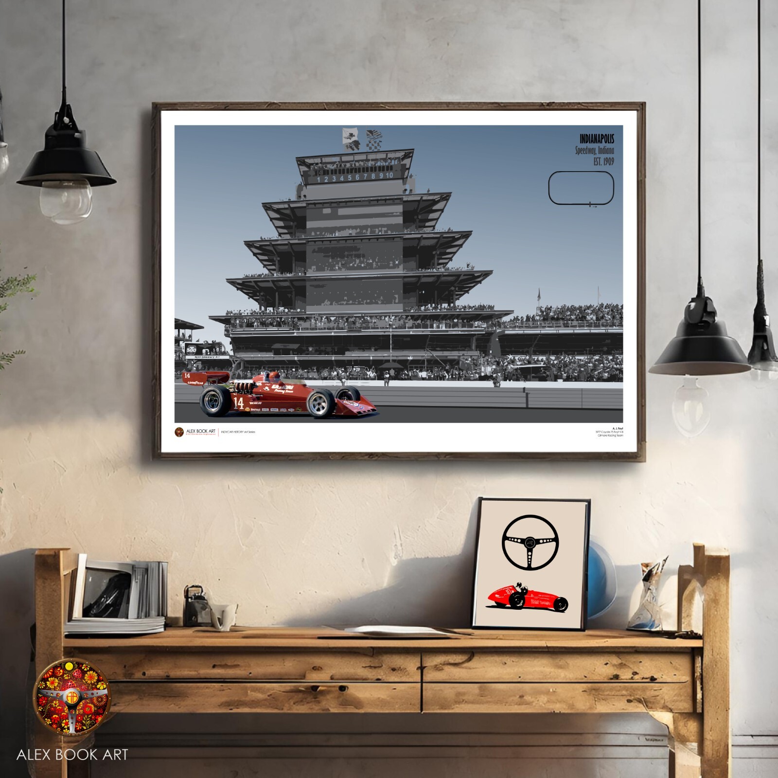 Indianapolis 500 Vintage Race Poster - A.J. Foyt Gilmore Coyote Car Art ...