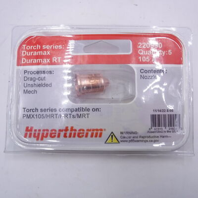 5 Pack HyperTherm 220990 Cutting Nozzle 105A For DURAMAX 105 Plasma ...