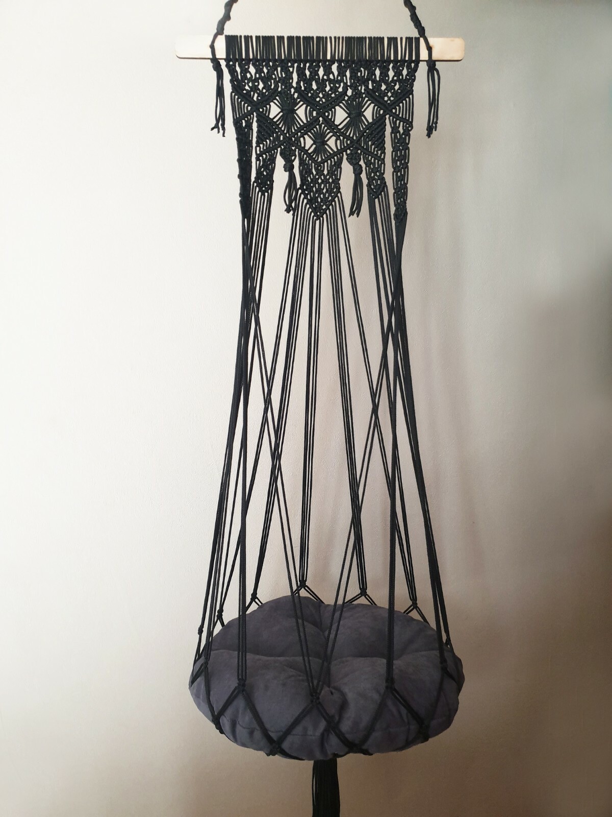 Cat Hanging Macrame Woven Basket Hammock Kitten Macrame Cradle Tassel ...