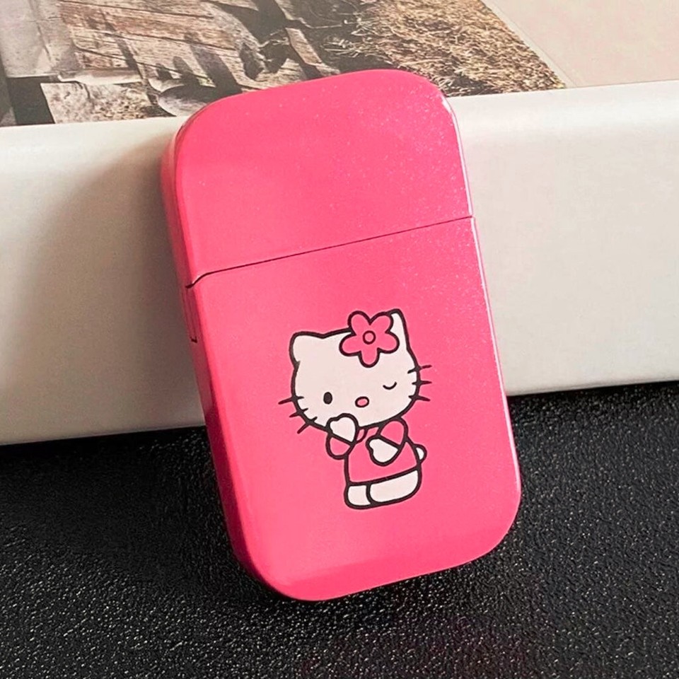 Pink Glitter Hello Kitty Pink Flame Pocket Lighter Refillable Cute NEW ...