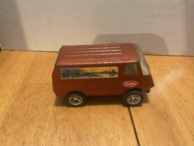 Vtg 1970's Tonka 5" Pressed Steel Van Toy Desert Sunset Decal Brown Red ...
