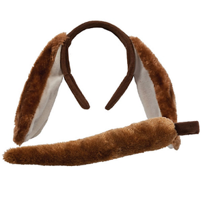 Adult / Child Dog Ears On Headband and Tail Set Fancy Dress Costume ...