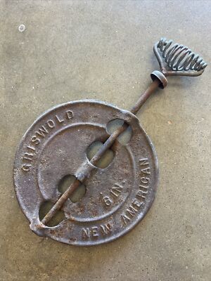 Griswold 6" Stove Pipe Cast Iron Flue Damper New American Metal Handle ...