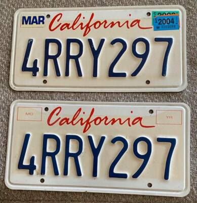 California 2004 License Plate PAIR # 4RRY297 | eBay