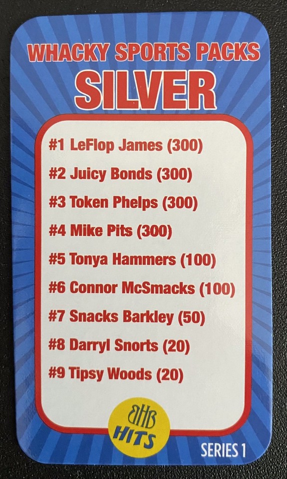 Whacky Sports Packs-LeFlop James Juicy Bonds Token Phelps Mike Pits ...