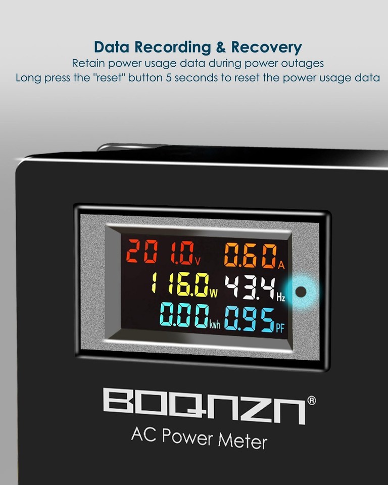 50A AC Power Meter, 240V NEMA 14-50P to NEMA 14-50R LCD Display Digital ...