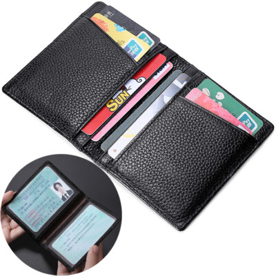 Slim Thin Leather Wallet Credit Card Driver's License Holder Bifold 2 ...