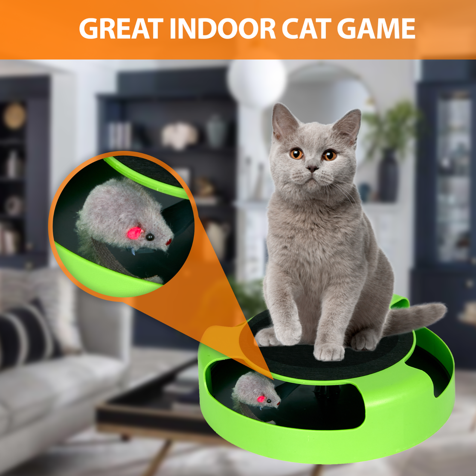 CAT KITTEN CATCH THE MOUSE PLUSH MOVING TOY SCRATCHING CLAW CARE MAT ...