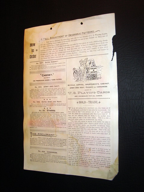 1893 Russell & Morgan Playing Card Calendar Page, April | eBay