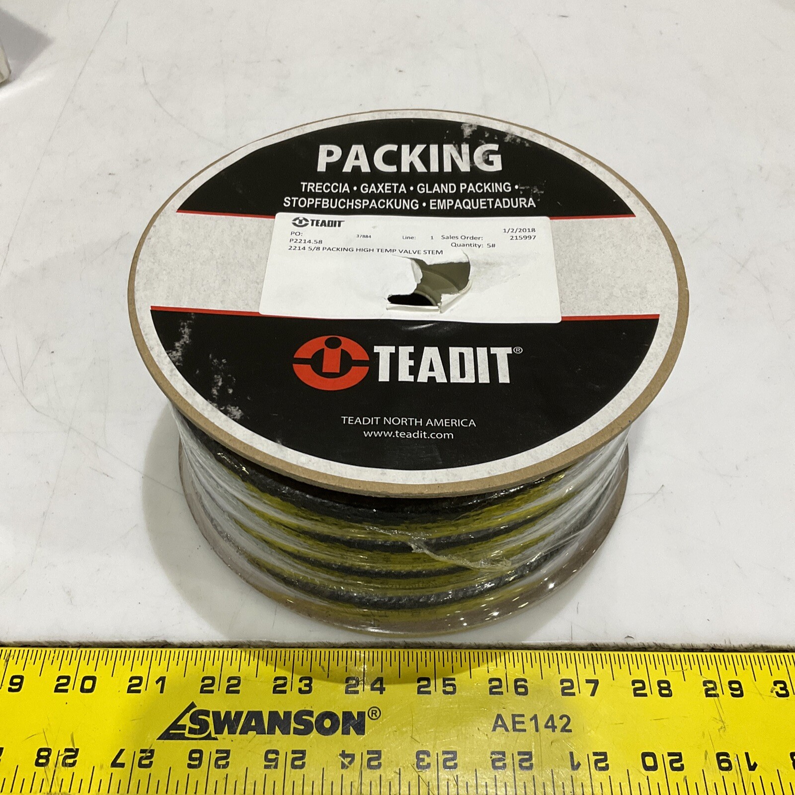 TEADIT 2214 PACKING 5/8” HIGH TEMP VALVE STEM 5# 373 | eBay