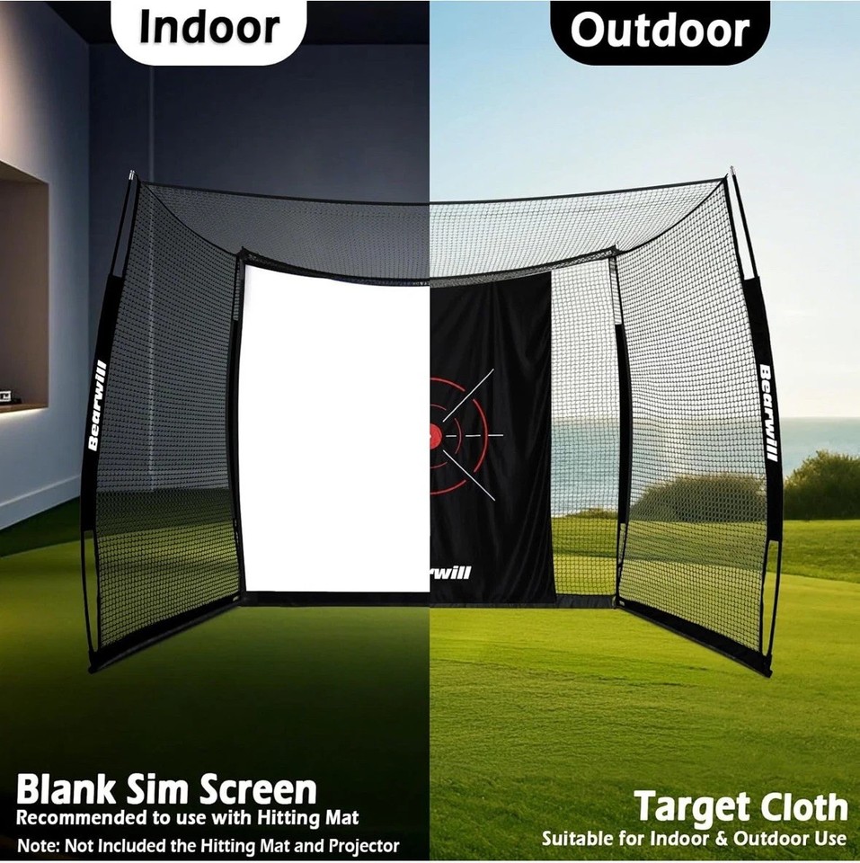 Golf Simulator Cage - Projector Impact Screen Net Enclosure System | eBay