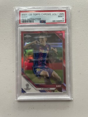 2021-22 Topps Chrome UEFA UCL Gavi Red Refractor Rookie /10 PSA 9 #25 ...