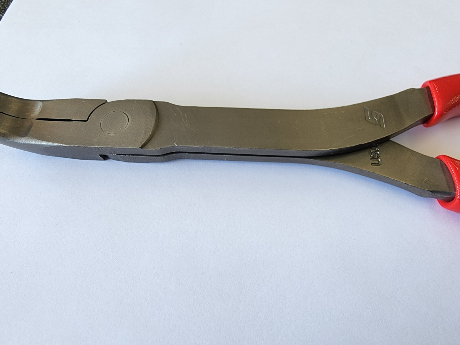 Snap-on Tools NEW RED Soft Grip 9.5" 90⁰ Angle Jaw Long Needle Nose ...