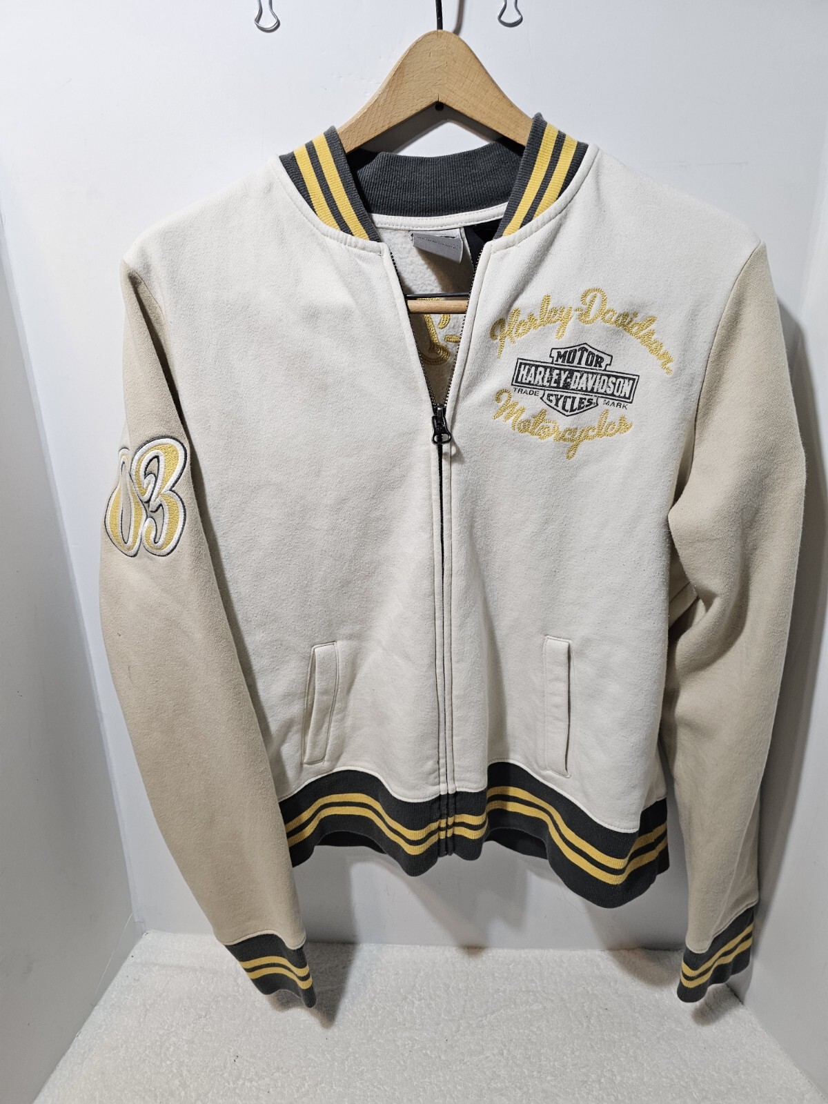 Harley Davidson Womens Varsity Jacket White Zip Up Si… - Gem