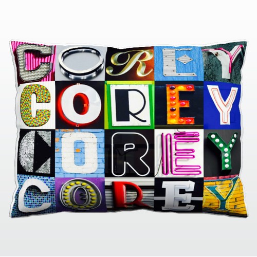 Personalized Pillow featuring the name COREY in photos of actual sign ...
