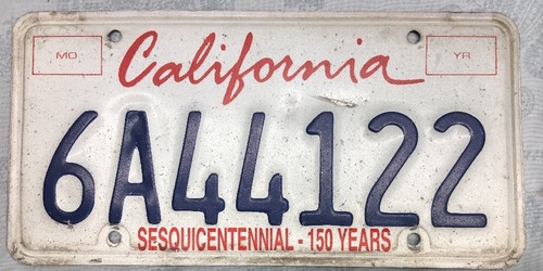 VTg CALIFORNIA LICENSE PLATE Red/white & BLUE LETTERS~6A44122~Free ...
