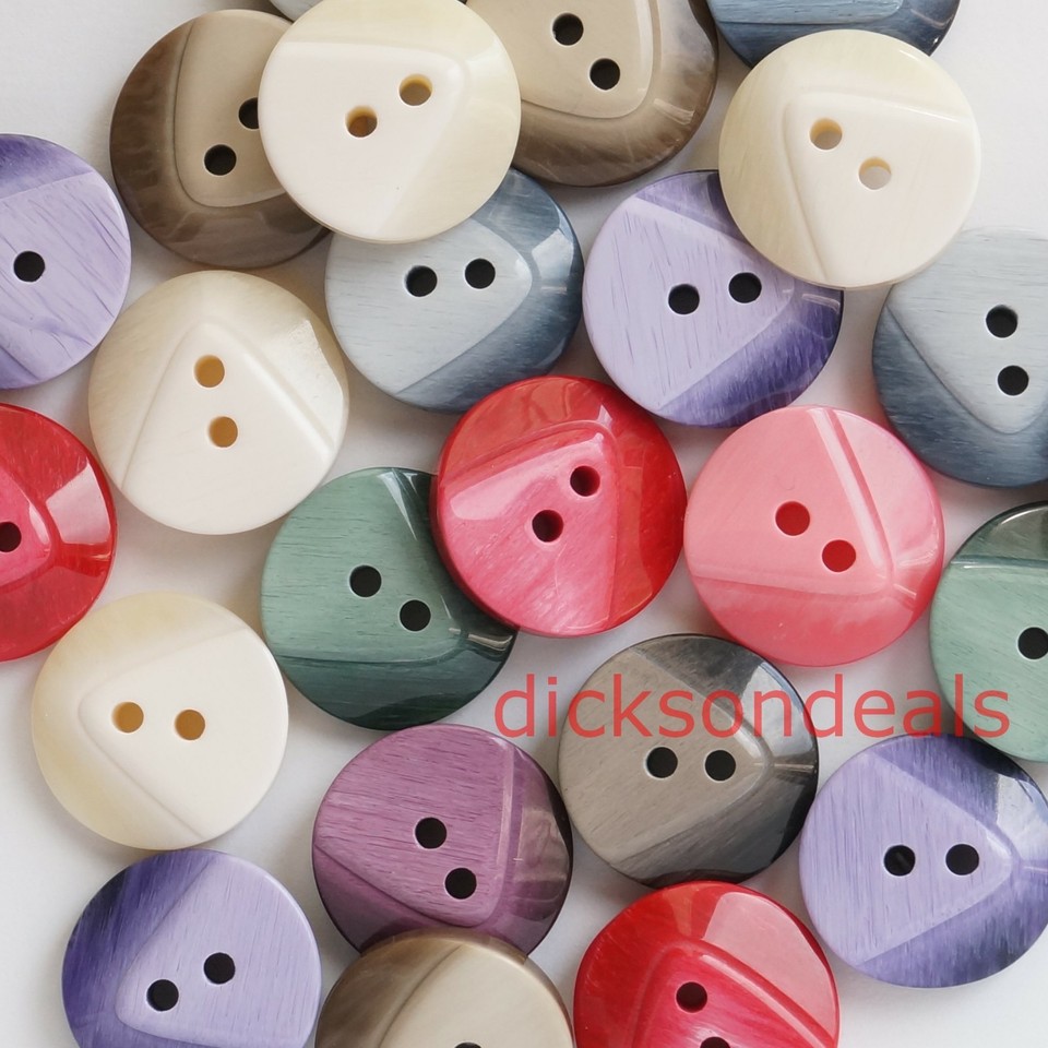 6 Chunky Buttons 2 Hole 18mm 20mm 25mm Grey Red Navy Green Purple Beige ...