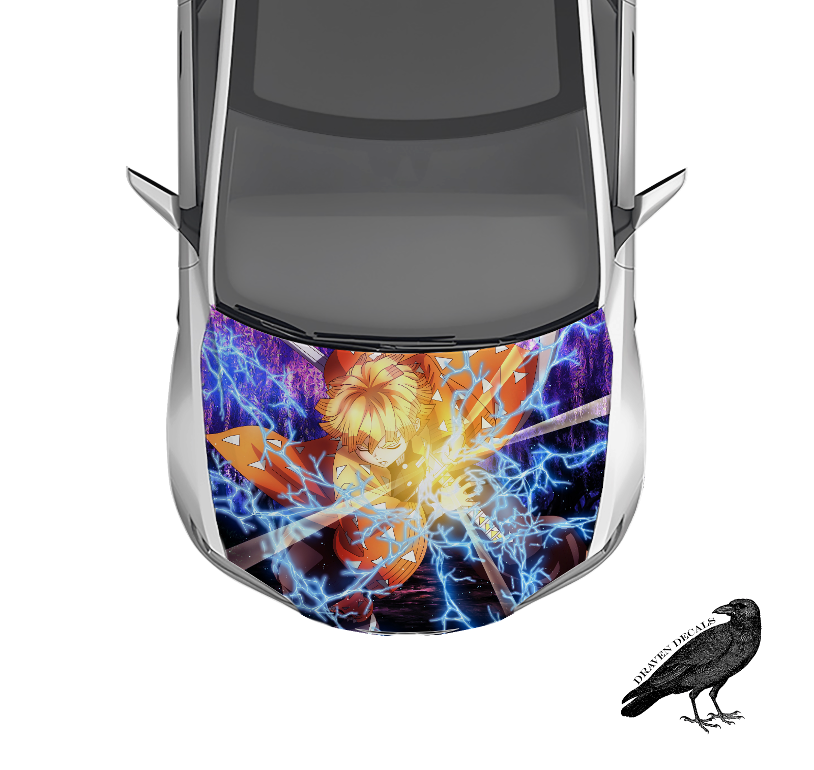 Zenitsu Demon Slayer Anime Hood Wrap Weatherproof Vinyl Car Decal 50" X ...