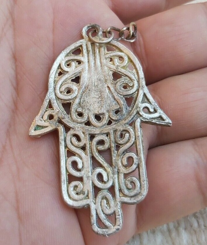 Ancient Handcrafted Moroccan Bronze Hamsa Jewish Amulet Protection ...