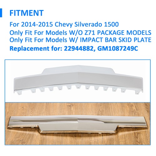 Chrome Front Lower Bumper Skid Plate For 14-15 Chevrolet Silverado 1500 ...