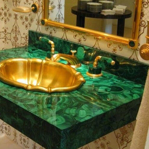 Malachite Stone Counter Slab, Kitchen Console Counter Slab Top, Patio ...