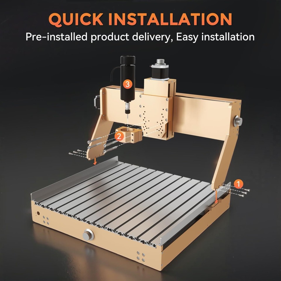 LUNYEE 4040 Turbo CNC Router Machine 500W All-Metal Milling Cutting ...