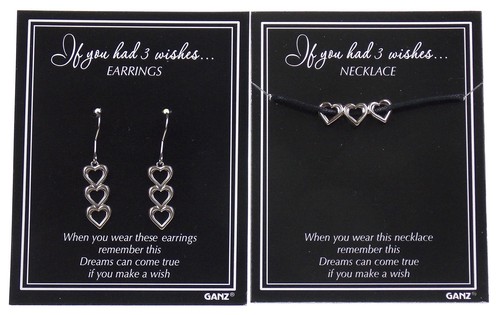 If You Had 3 Wishes Necklace Dangle Earrings & White Scarf Gift Heart ...